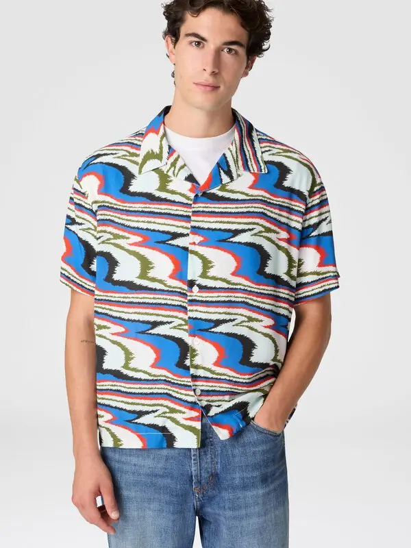 Missoni Bowling Shirt In Viscose With Flame Print