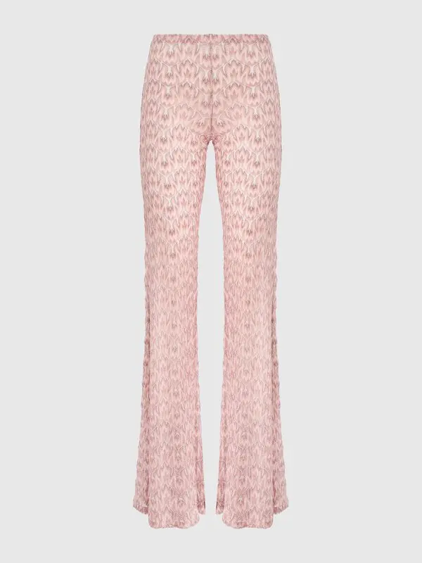 Missoni Flared Trousers In Lamé Viscose With Foliage Pattern - Multicoloured