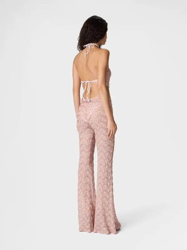 Missoni Flared Trousers In Lamé Viscose With Foliage Pattern