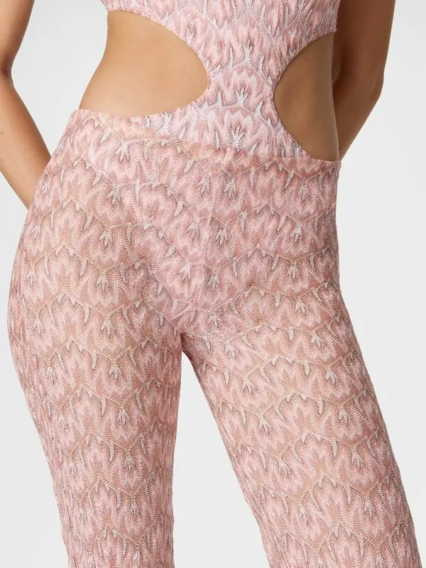 Missoni Flared Trousers In Lamé Viscose With Foliage Pattern