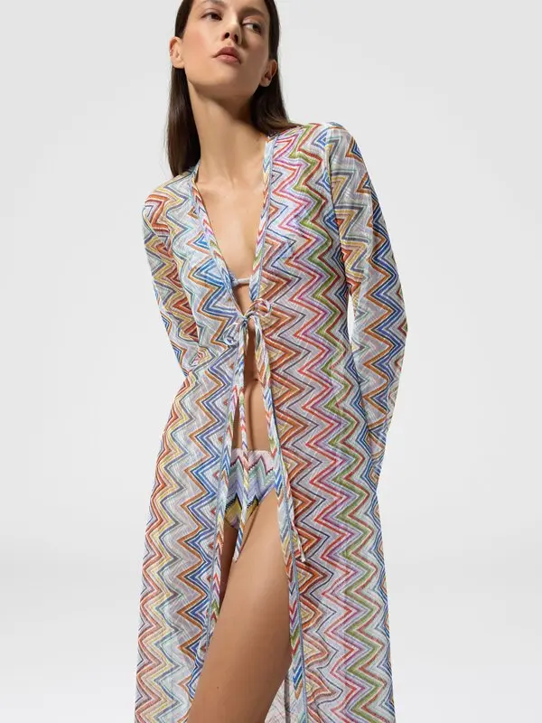 Missoni Long Zig Zag Fabric Cover-up Cardigan