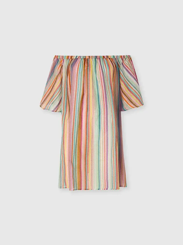 Missoni Short Cover-up In Cotton And Silk With Zigzag Pattern - Multicoloured