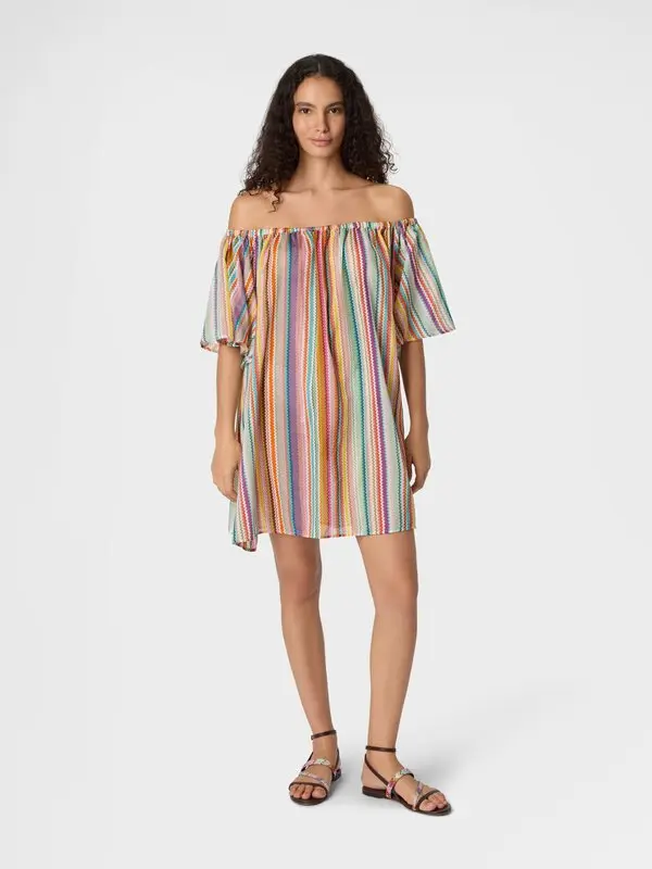 Missoni Short Cover-up In Cotton And Silk With Zigzag Pattern - Multicoloured