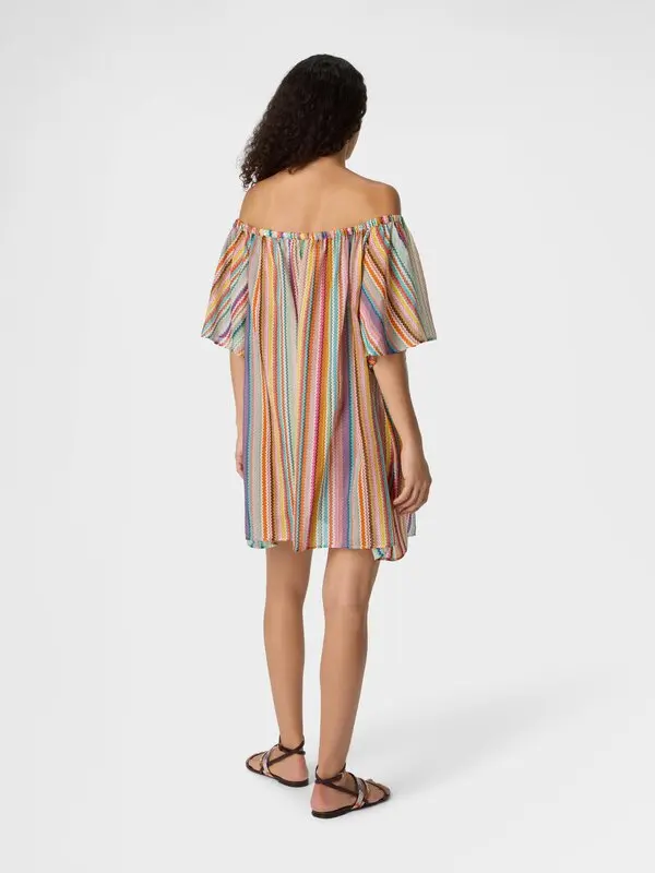 Missoni Short Cover-up In Cotton And Silk With Zigzag Pattern - Multicoloured