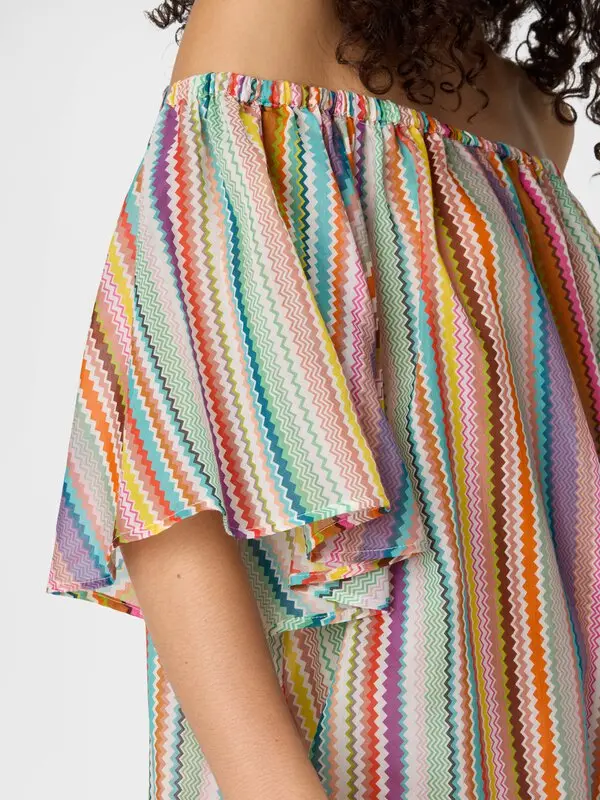 Missoni Short Cover-up In Cotton And Silk With Zigzag Pattern - Multicoloured