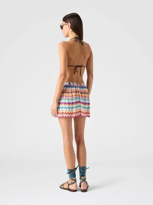 Missoni Viscose Lamé Shorts With Pixelated Zigzag Motif - Multicoloured