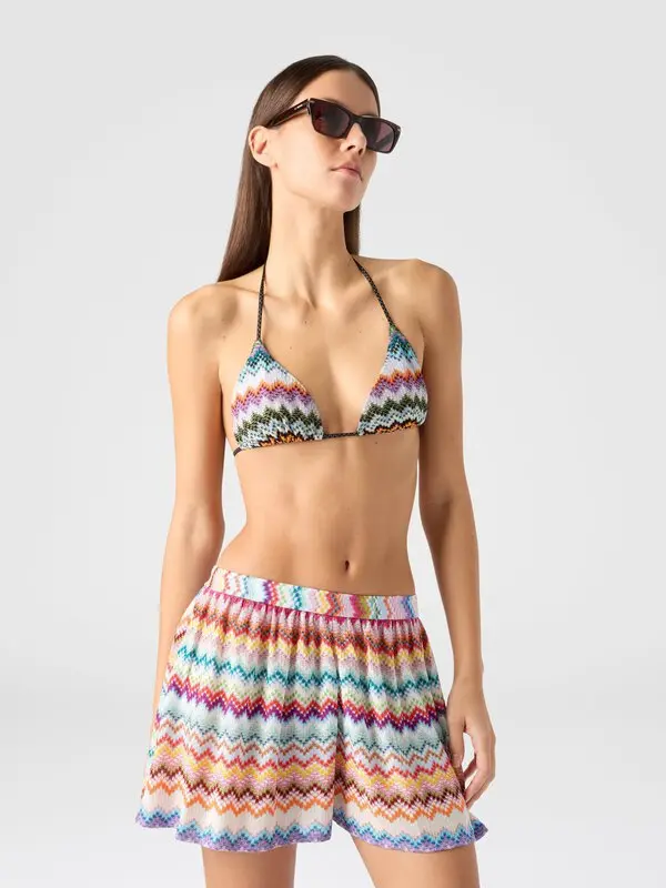Missoni Viscose Lamé Shorts With Pixelated Zigzag Motif - Multicoloured