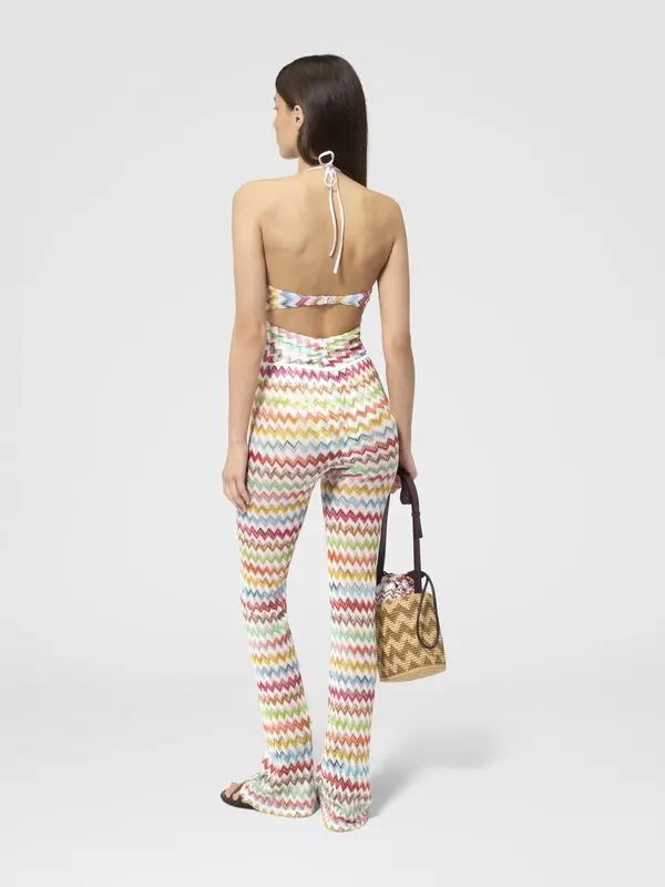 Missoni Flared Pants In Lamé Viscose With Micro Zigzag Pattern