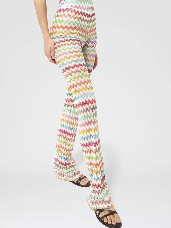Missoni Flared Pants In Lamé Viscose With Micro Zigzag Pattern