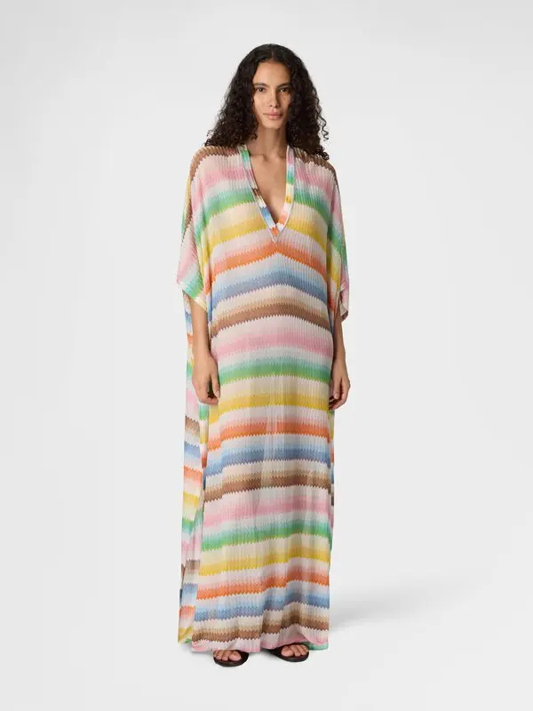 Missoni Long Caftan Cover-up With Dégradé Zigzag Motif