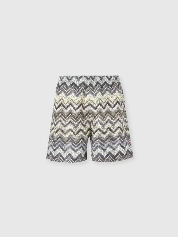 Missoni Long Swim Shorts With Dashed Zigzag Print