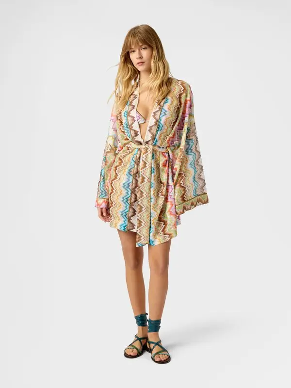 Missoni Cover-up With Adjustable Belt And Zig Zag Print