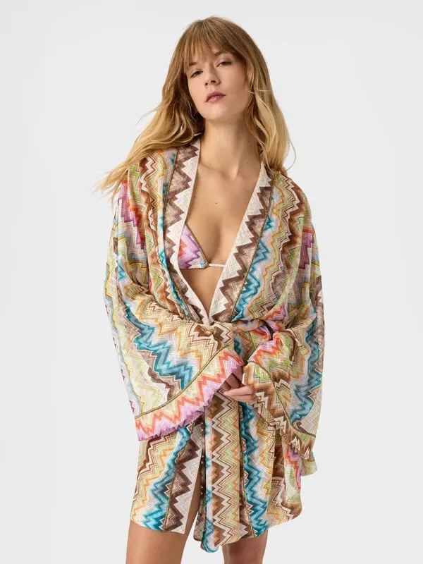 Missoni Cover-up With Adjustable Belt And Zig Zag Print