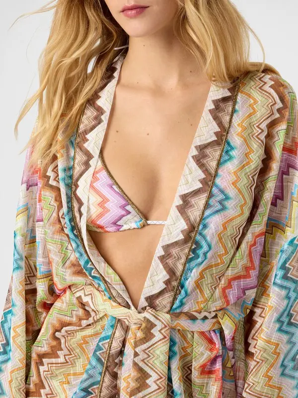 Missoni Cover-up With Adjustable Belt And Zig Zag Print