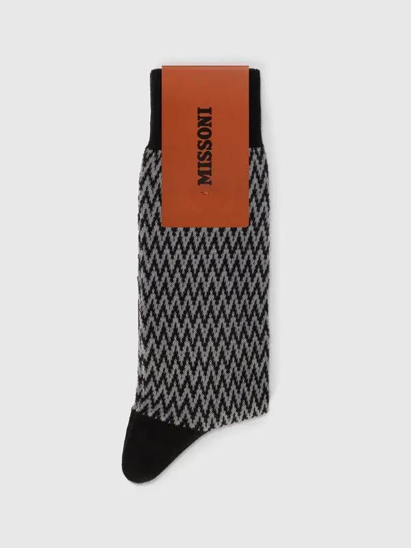 Missoni Mid-length Cotton-blend Socks With Zigzag Pattern