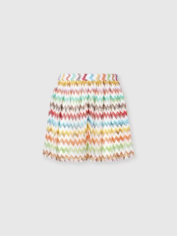 Missoni Viscose Lamé Shorts With Micro Zig Zag Motif - White,multicoloured