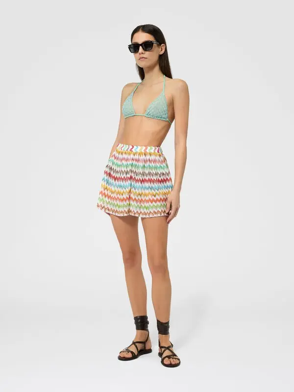 Missoni Viscose Lamé Shorts With Micro Zig Zag Motif - White,multicoloured