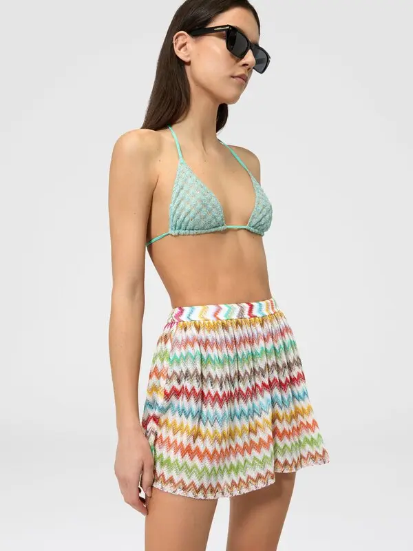 Missoni Viscose Lamé Shorts With Micro Zig Zag Motif - White,multicoloured