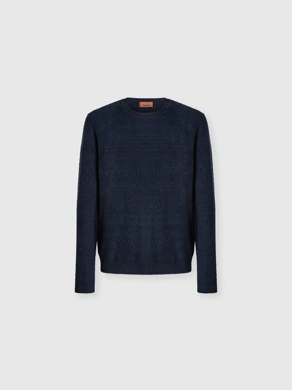 Missoni Crew-neck Wool And Cotton Pullover With Tone-on-tone Zigzag Pattern