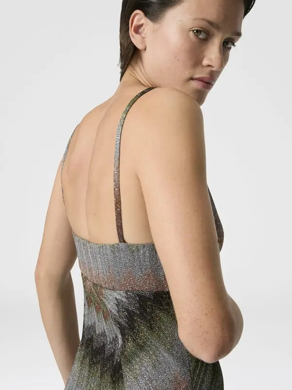 Missoni Sleeveless Viscose Lamé Mini Dress With Deep Neckline - Multicoloured