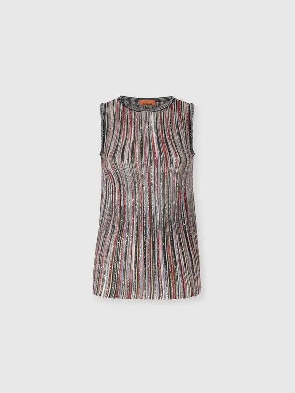 Missoni Ribbed Mixed Viscose Sleeveless Top With Sequins