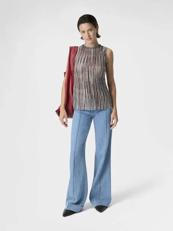 Missoni Ribbed Mixed Viscose Sleeveless Top With Sequins