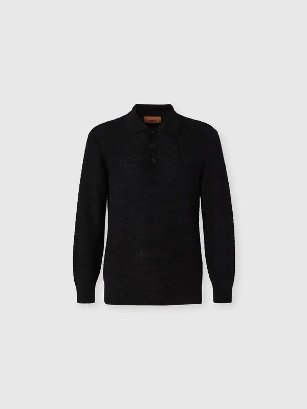 Missoni Long-sleeve Cotton And Wool Chevron Polo Shirt