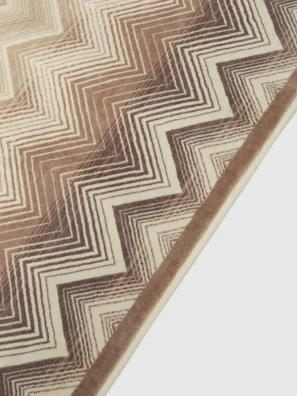 Missoni Marea Bath Mat 100% Cotton With Chevron Pattern 70x160 Cm 1000 Gr/m - Beige