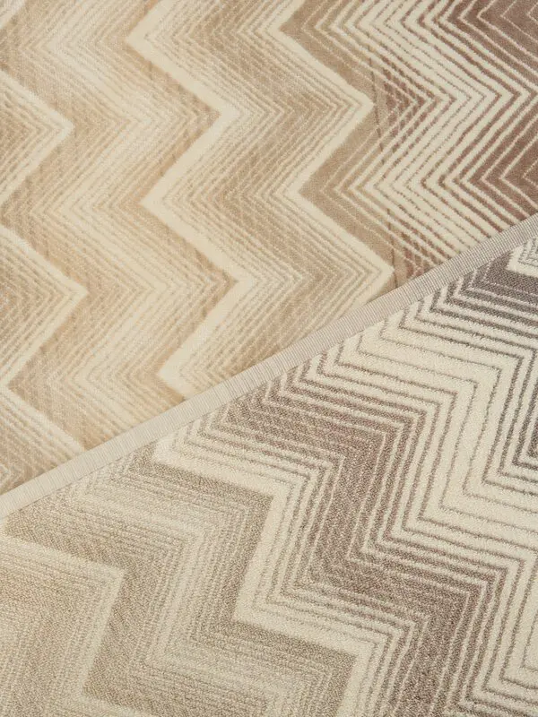 Missoni Marea Bath Mat 100% Cotton With Chevron Pattern 70x160 Cm 1000 Gr/m - Beige