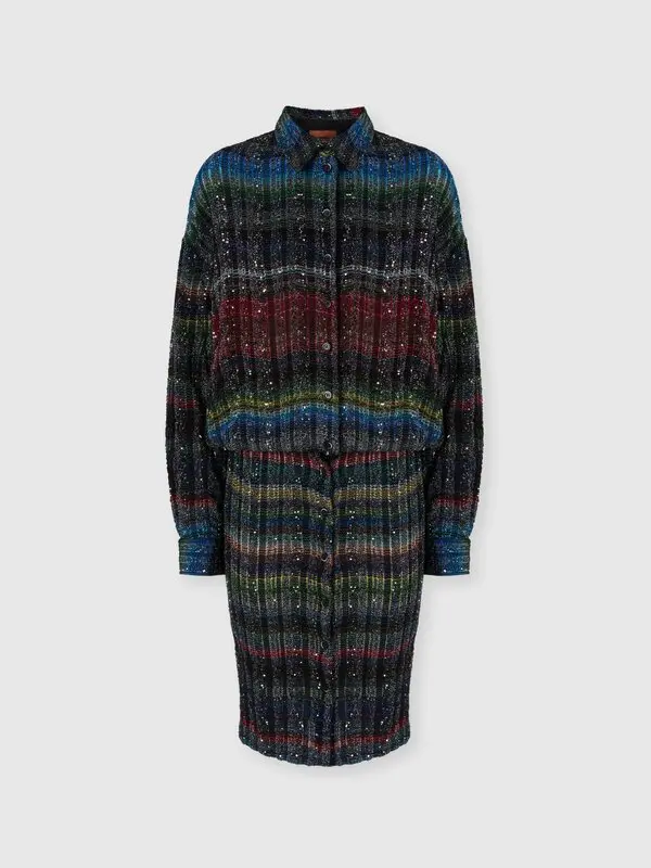 Missoni Midi Dress With V-neck And Wave Pattern