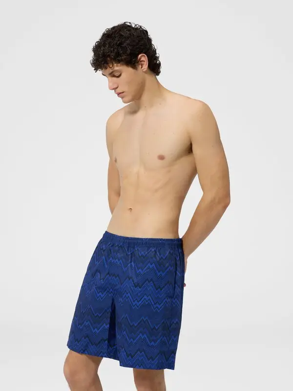 Missoni Long Swim Shorts With Zig Zag Print