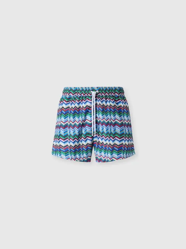 Missoni Mid-length Swim Shorts With Irregular Zigzag Print