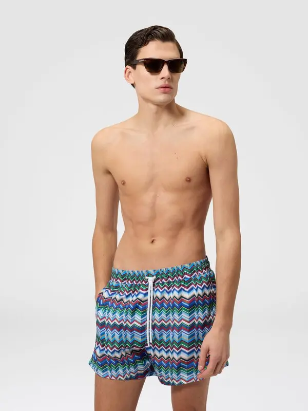 Missoni Mid-length Swim Shorts With Irregular Zigzag Print
