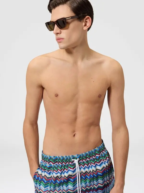 Missoni Mid-length Swim Shorts With Irregular Zigzag Print
