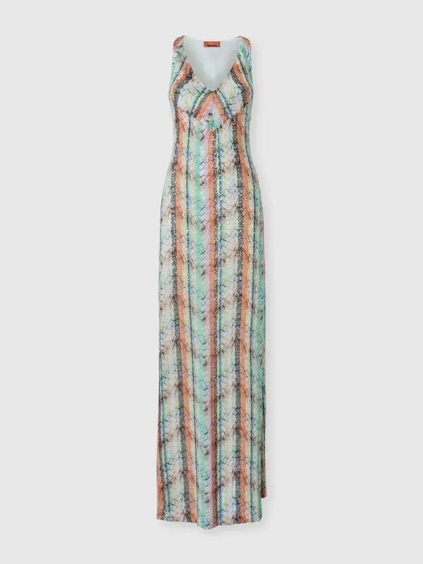 Missoni Sleeveless Multi-technique Mixed Viscose Lamé Gown