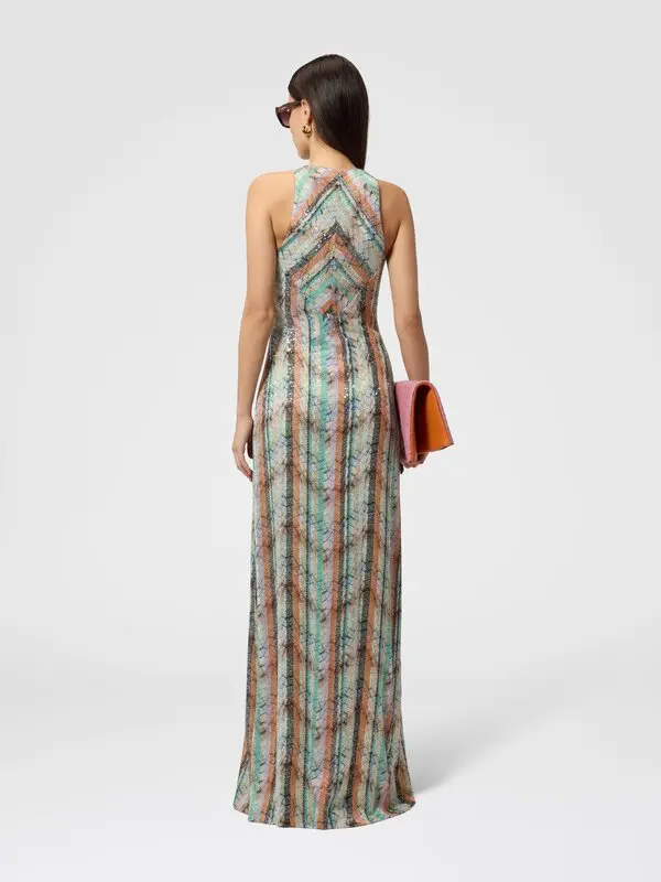 Missoni Sleeveless Multi-technique Mixed Viscose Lamé Gown
