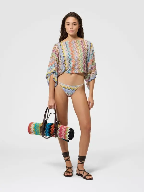 Missoni Viscose Lamé Cover-up Top With Batwing Sleeves - Multicoloured