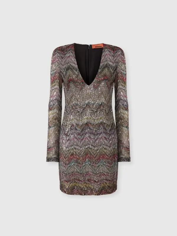 Missoni Mini Dress With V-neck And Zigzag Pattern