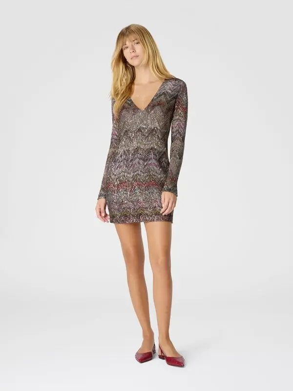 Missoni Mini Dress With V-neck And Zigzag Pattern