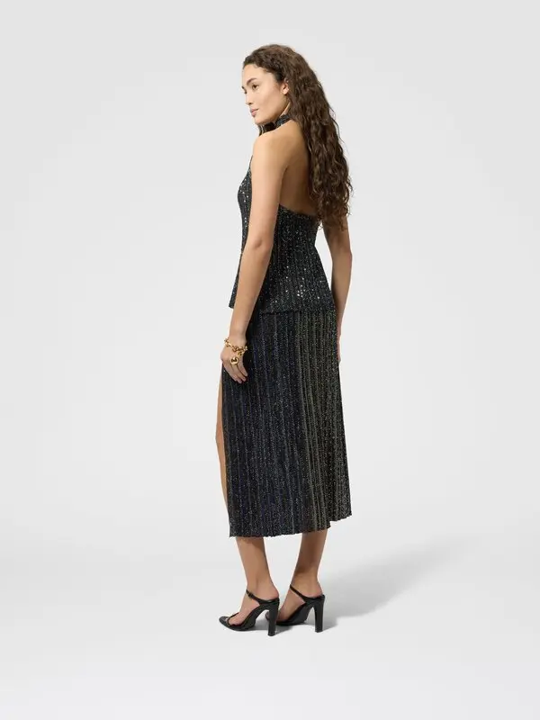 Missoni Ribbed Midi Skirt With Slit And Sequins