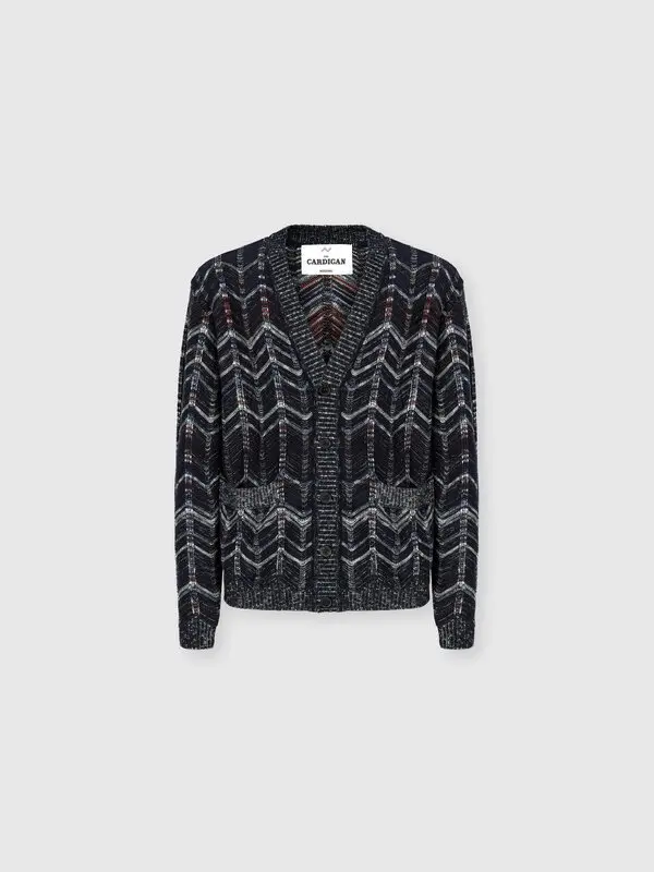 Missoni Cotton Chevron Cardigan With Ribbed Trims