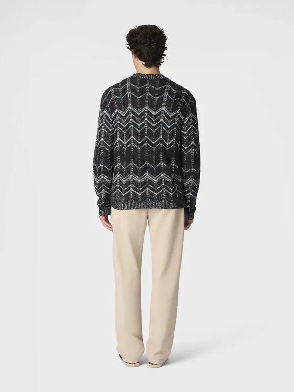 Missoni Cotton Chevron Cardigan With Ribbed Trims