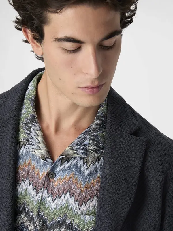 Missoni Single-breasted Blazer In Cotton And Viscose With Tone-on-tone Zigzag Pattern