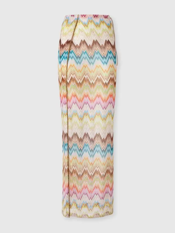 Missoni Long Pareo Skirt With Irregular Zig Zag Print