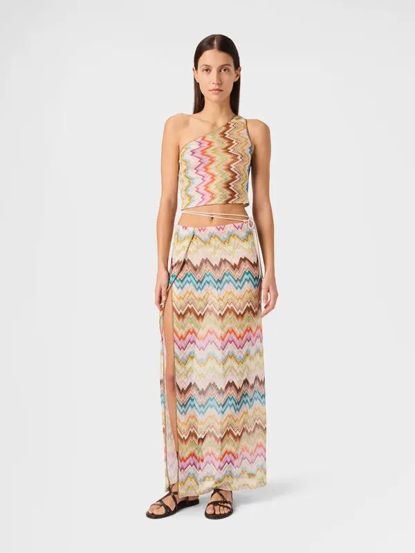 Missoni Long Pareo Skirt With Irregular Zig Zag Print