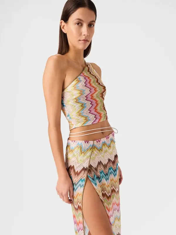 Missoni Long Pareo Skirt With Irregular Zig Zag Print