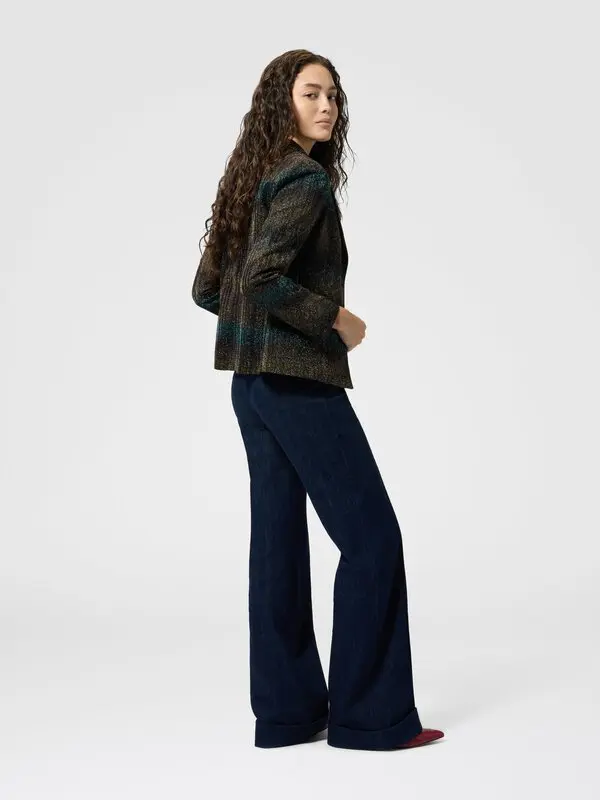 Missoni Denim Flared Trousers With Cuffed Hem And Centre Crease - Dark Blue