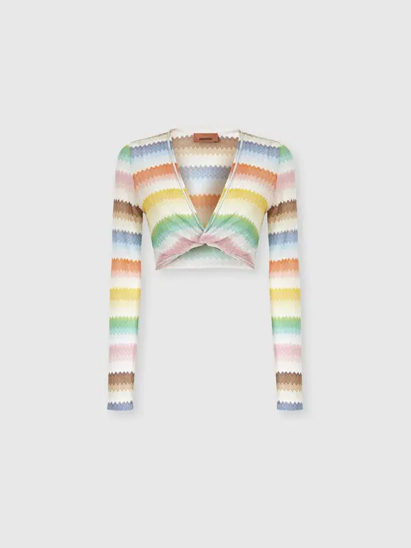 Missoni Long-sleeved Crop Top With Dégradé Zigzag Pattern