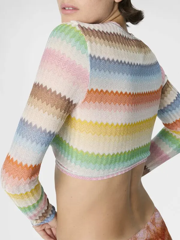Missoni Long-sleeved Crop Top With Dégradé Zigzag Pattern