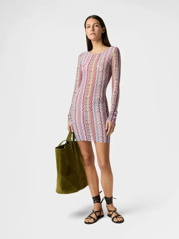 Missoni Midi Dress In Zig Zag Printed Tulle